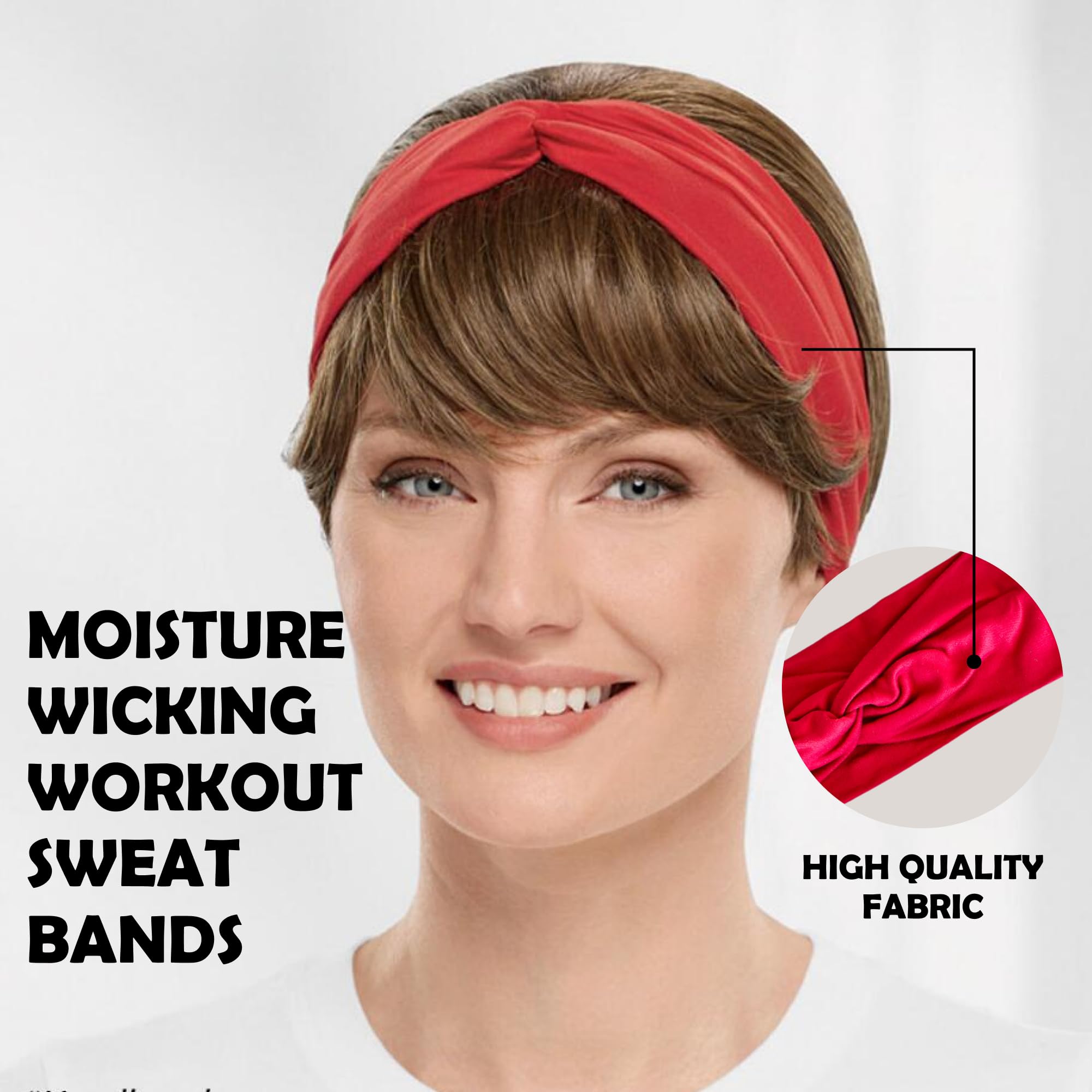 LOTUS78 Women's Headbands Pack - 8 Soft Fabric Hair Bands, Elastic Sweat-Wicking Headbands for Exercise, Trendy Boho Styles