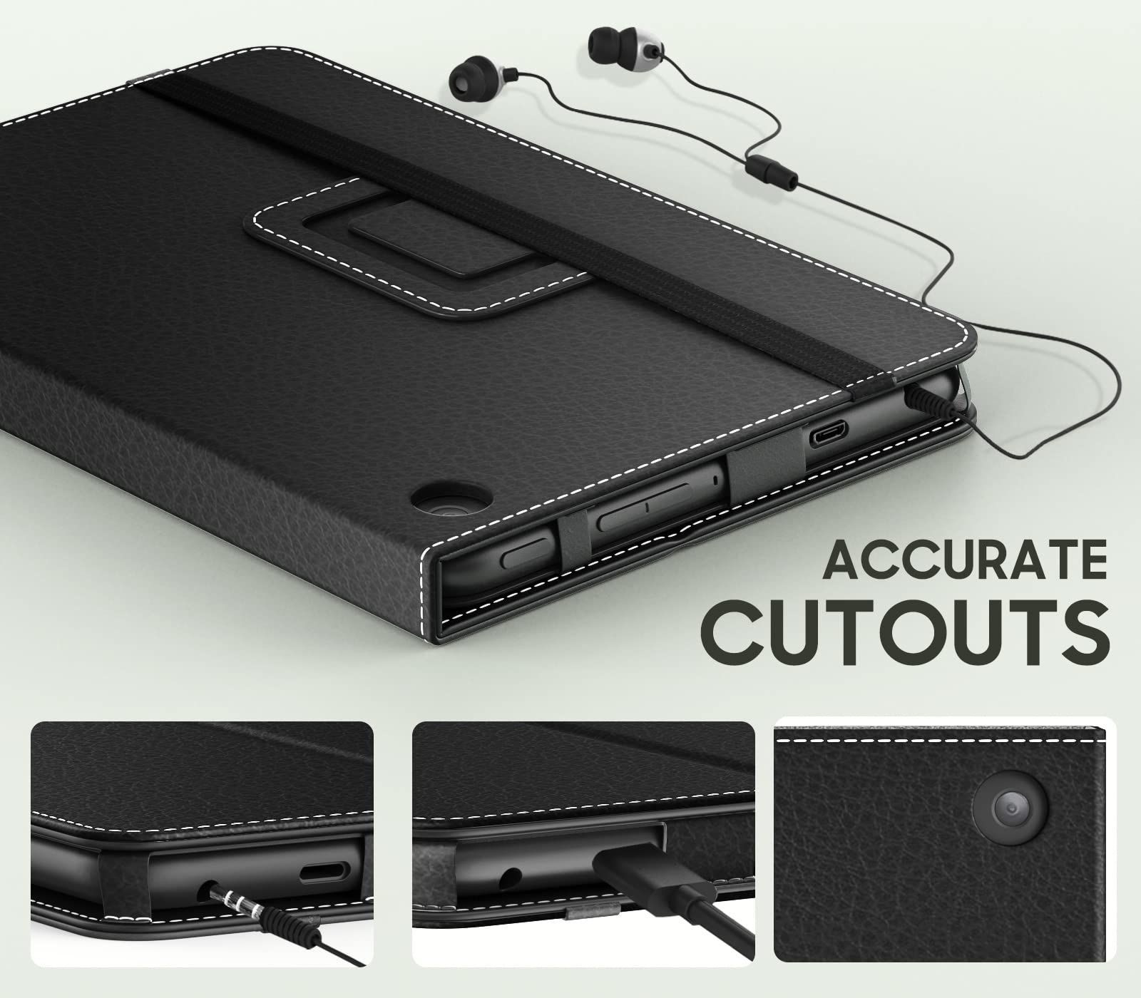 Moko Case Compatible with Amazon All-New Kindle Fire 7 Tablet (2022 Release-12th Generation) Latest Model 7" - Slim Folding Stand Cover with Auto Wake/Sleep, Black