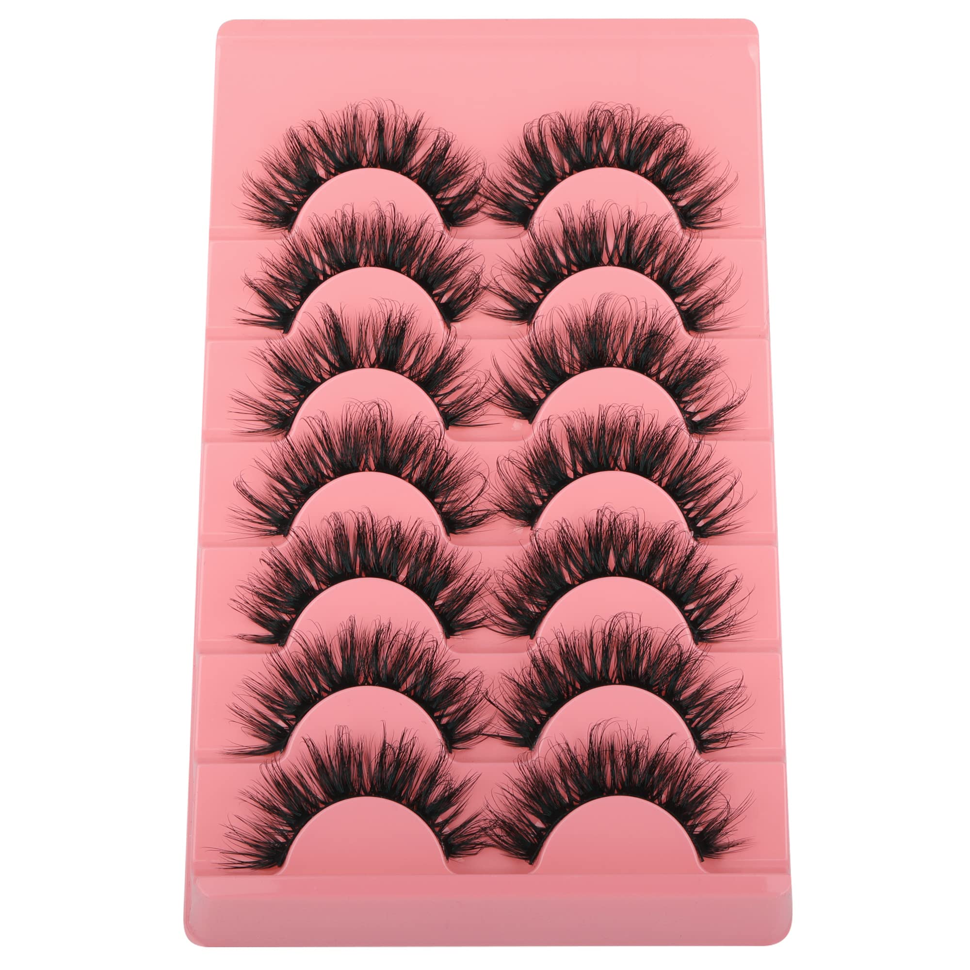 Natural False Eyelashes Wispy Lashes Fluffy Strips Eyelashes 3D Faux Mink Lashes 7 Pairs Multipack by Eefofnn