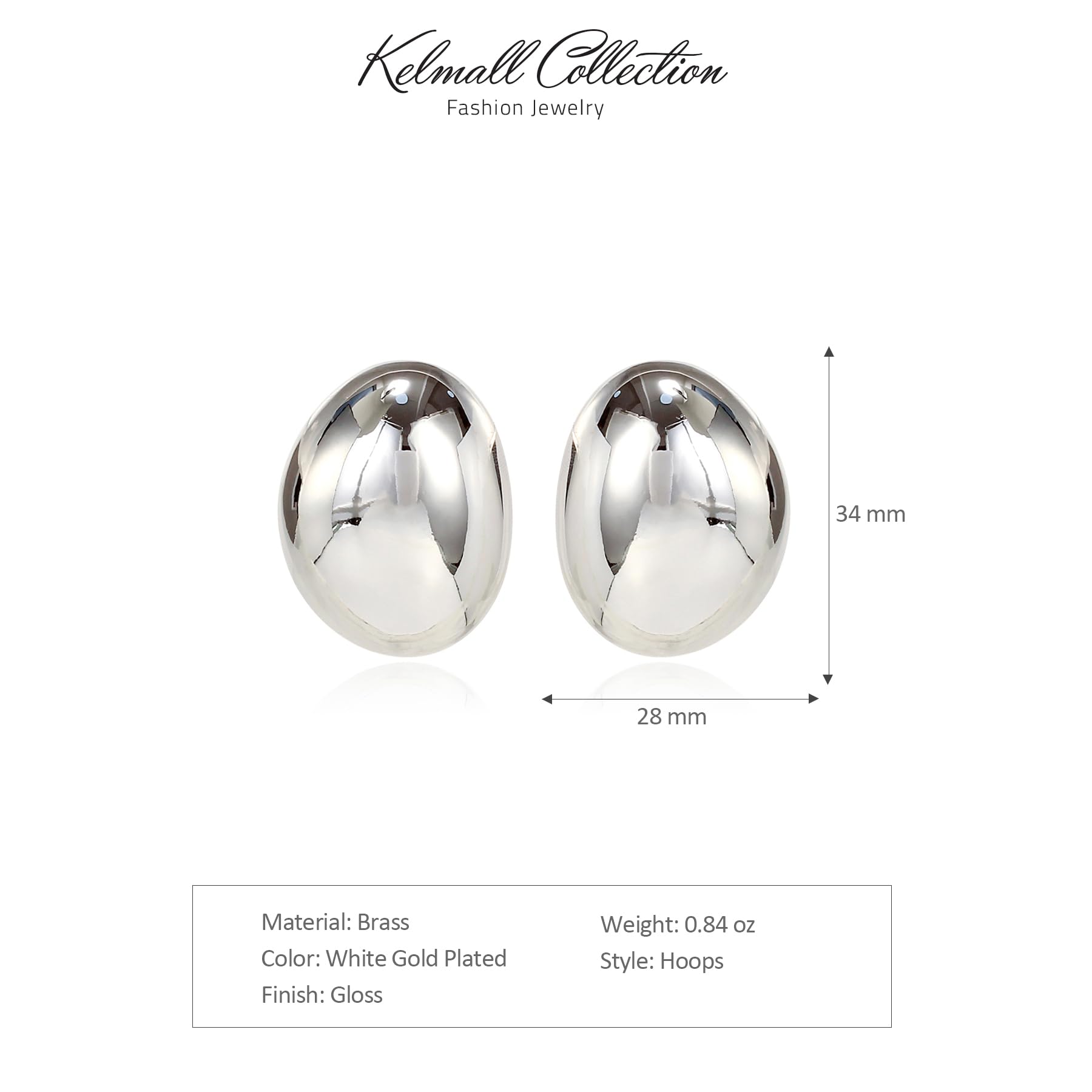 KELMALL Gold Plated Bold Gloss Square Oval Hoop Earrings for Women Chunky Large Geometric Drop Dangle Statement Earrings- Gift Box Packed