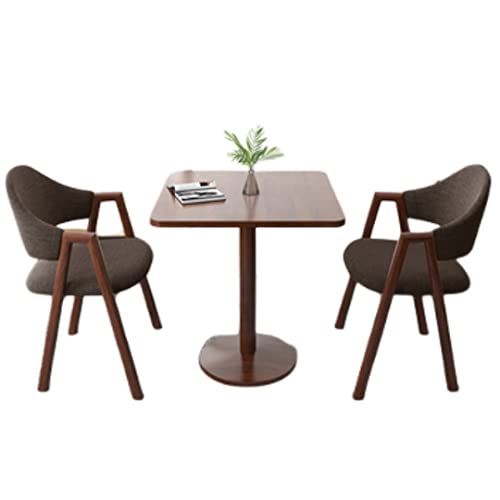 QBREZA 3 Piece Pub Dining Set Modern Bar Table and Stools for 2 Kitchen Easy Assemble for Breakfast Living Room Small Space Restaurant (Color : Brown, Size : 60x60cm)