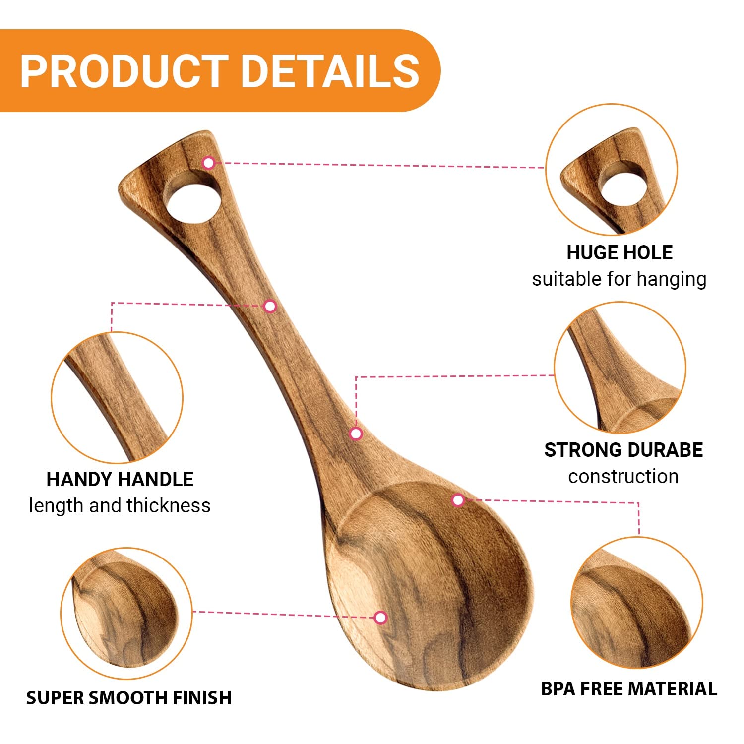 Handmade Walnut Wood Fork and Spoon Set for Kitchen - Attractive, Eco-Friendly Cooking Utensils, Salad Servers 10'' Long. Durable, Food Safe with Hanging Hole. Eco-friendly Crafted in Colombia