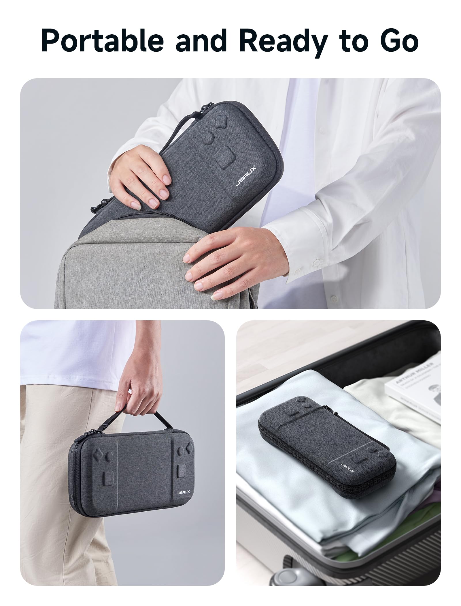 JSAUX Carrying Case Compatible with Steam Deck, Protective Hard Shell Carry Case Portable Travel Storage Bag Carry Case Pouch with Pocket for Steam Deck & Accessories - BG0101