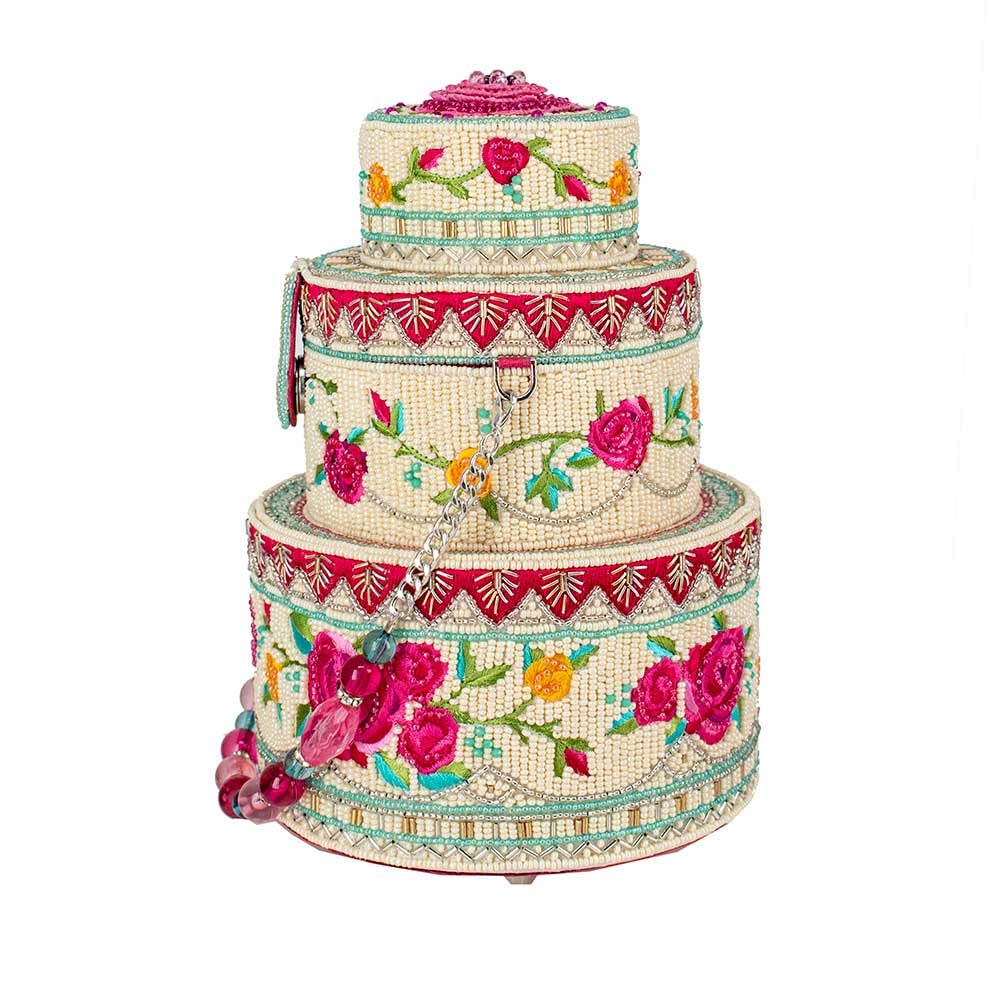 Mary Frances Layers of Love Beaded Top Handle Wedding Cake Bridal Handbag, Metallic