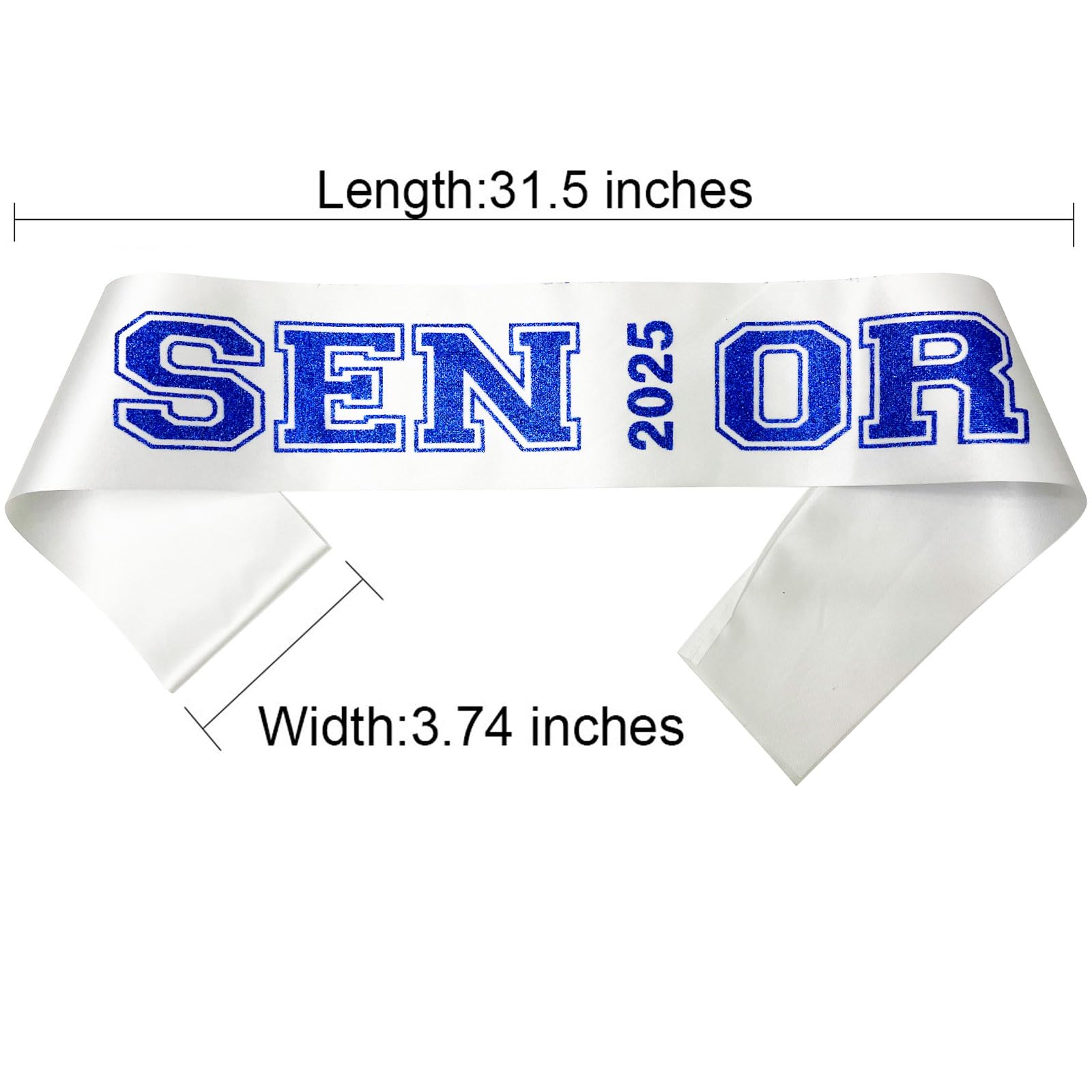 NAUXIUDSJS Senior Sash 2025,White Sashes 10 Pack with Blue Glitter Letters, Class of 2025 Graduation Celebrations Sashes, Finally Graduated Cheerleader Celebration Party Decorations Supplies