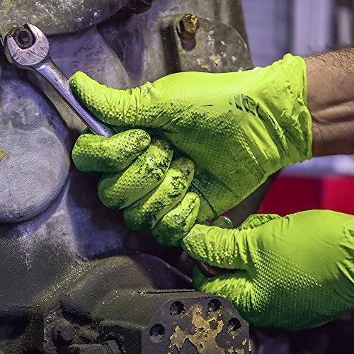 GLOVEWORKS HD Green Nitrile Industrial Disposable Gloves, 8 Mil, Latex-Free, Raised Diamond Texture, X-Large, Box of 100