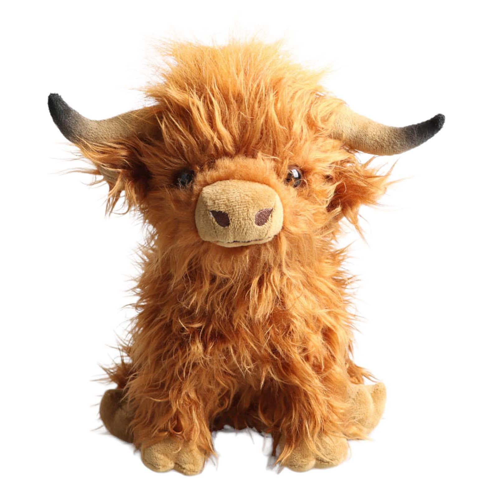 Lonyi 9.8inch Simulation Highland Cow Plush Toy Soft Stuffed Animal Doll Realistic Scottish Highland Cattle Plushies (1A-XLXC-XUAD)