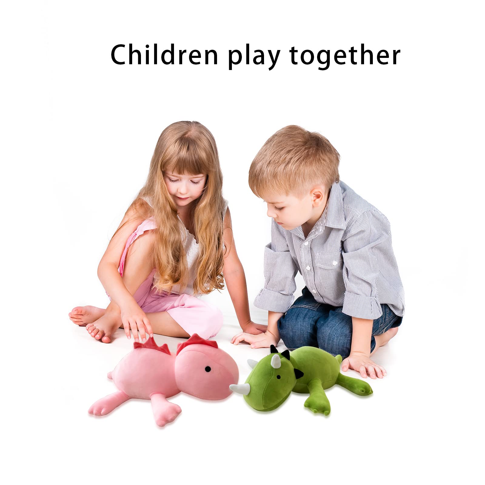 Ololele Weighted Dinosaur Stuffed Animals 3.6Lbs 24", Sturdy Green Weighted Dino Plush Pillowfort for Teens and Adults
