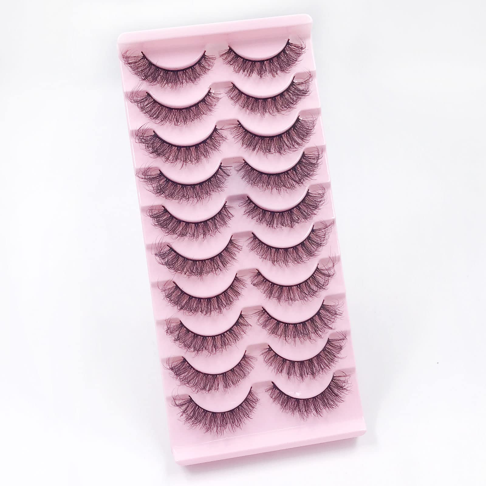 IFLOVEDEKD Fake Eyelashes 3D Wispy Lashes Dramatic Strip Lashes Natural False Lashes 10 Pairs False Eyelashes Thick Lashes Mink Soft Cat Eye Lashes Fluffy eye Lashes Natural Look