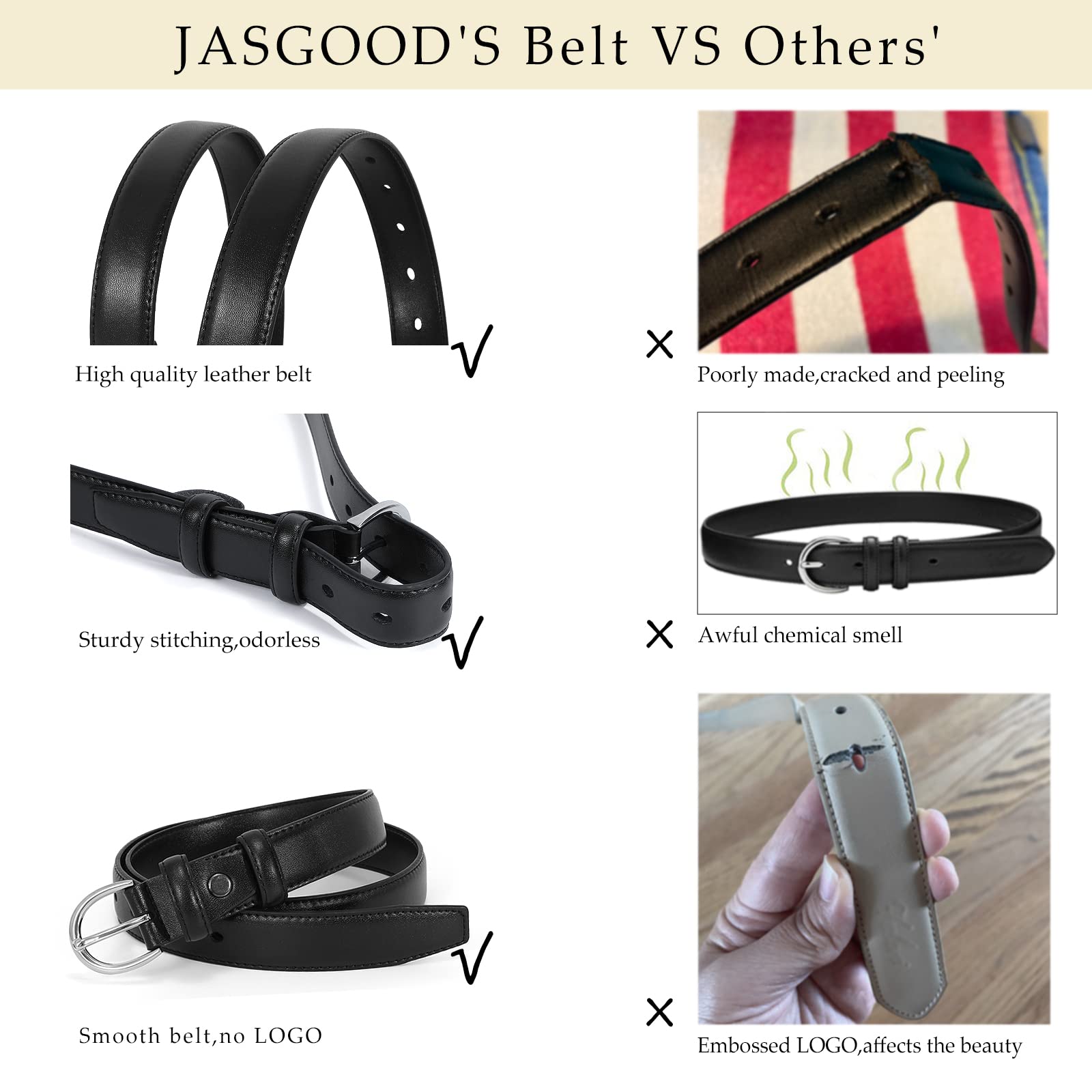 JASGOOD Women Leather Belt for Jeans