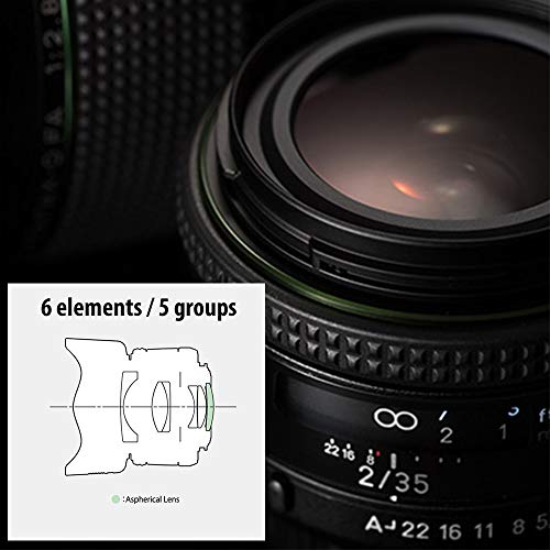 HD PENTAX-FA35mmF2 Versatile Wide-Angle Lens Latest HD Coating minimizes Flare and Ghost SP Coating to Repel Stains New Exterior Design Hybrid aspherical Lens for Extra-Clear, high-Contrast Images