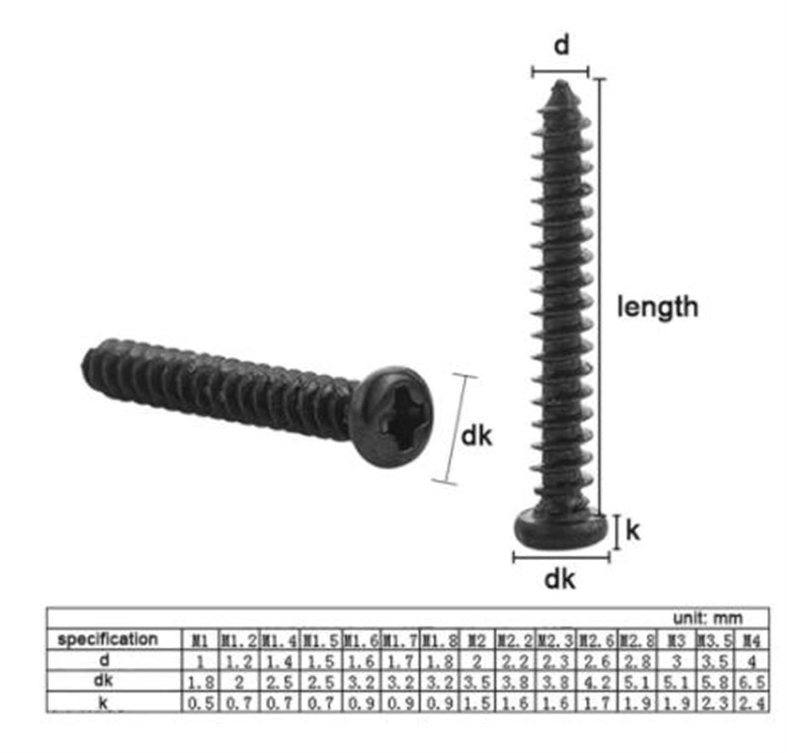 RORUN Wood Screws Laptop Tapping Screws Glasses Cross Round Head Wood Screws