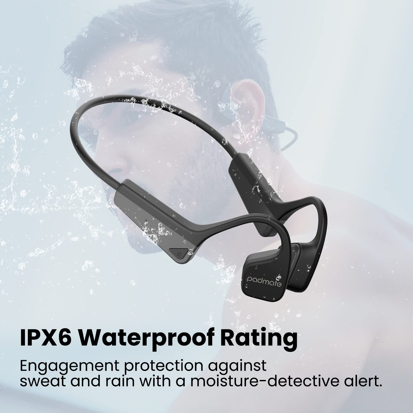 pamu S30 Bone Conduction Headphones - Wireless Bluetooth Open Ear Design - Sweatproof & Waterproof Wireless Headphones for Running, Cycling, and Sports - Lightweight and Comfortable - Hearing Safe