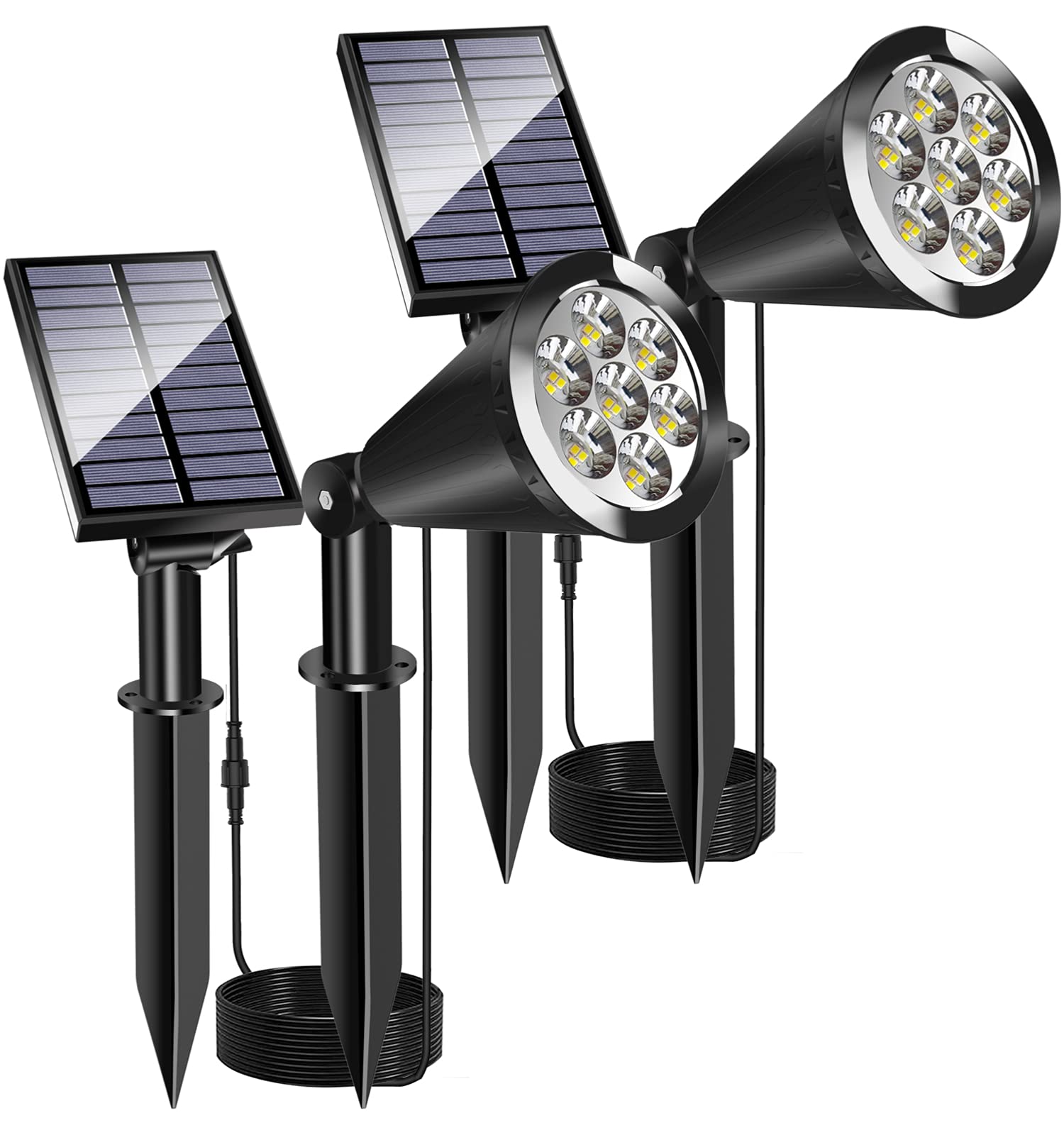MEIHONG Solar Spot Lights for Outside, Waterproof Solar Spot Lights Dusk to Dawn, Solar Landscape Lights Solar Powered Lights for Garden Porch Walkway Patio (2 Pack)