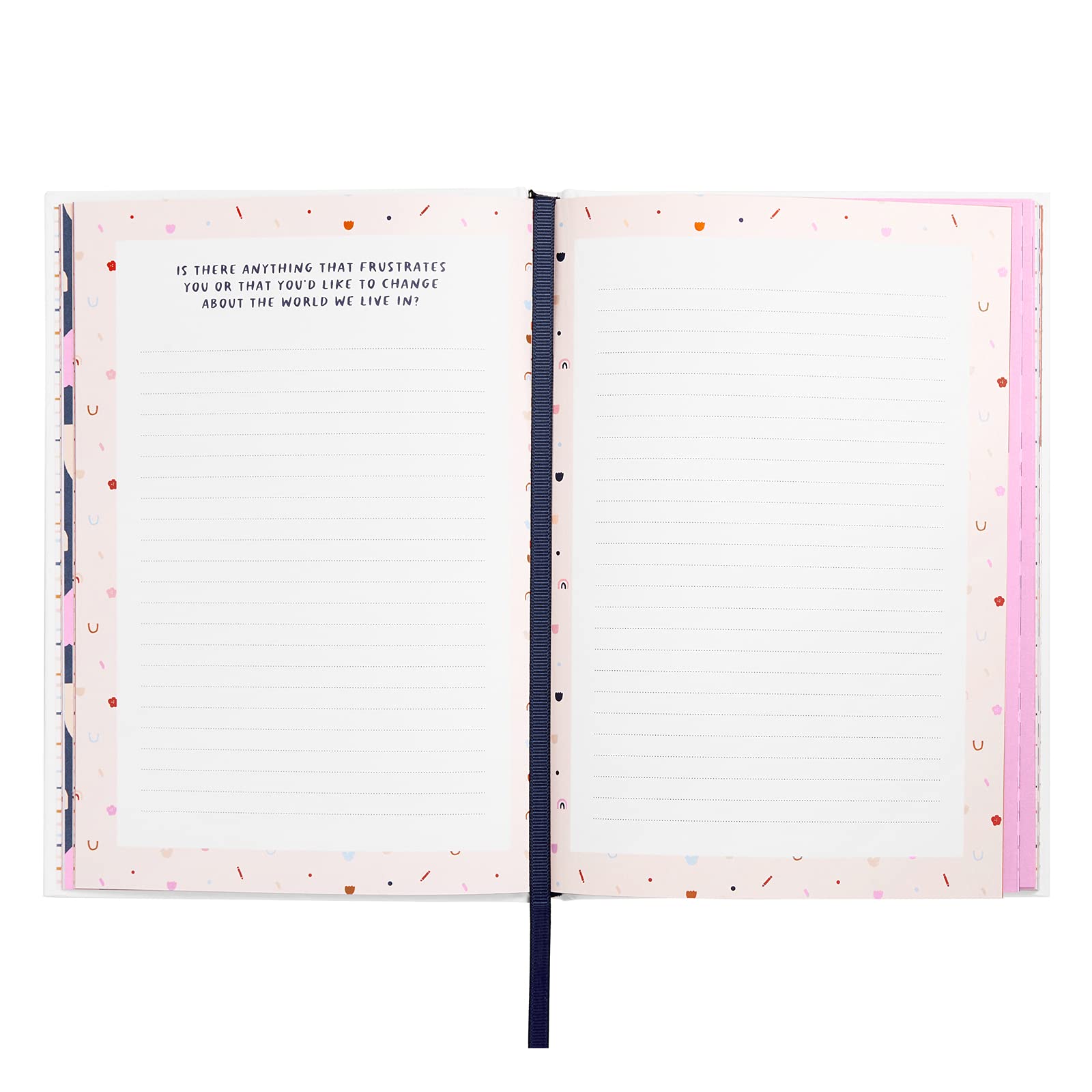 kikki.K x Malala Fund Collection - Write Reflect Dream Explore Journal in Pale Peach, Prompted, Lined, Blank and Printed Pages, 208 Pages, 8.50" L x 6.06" W x 0.51" H