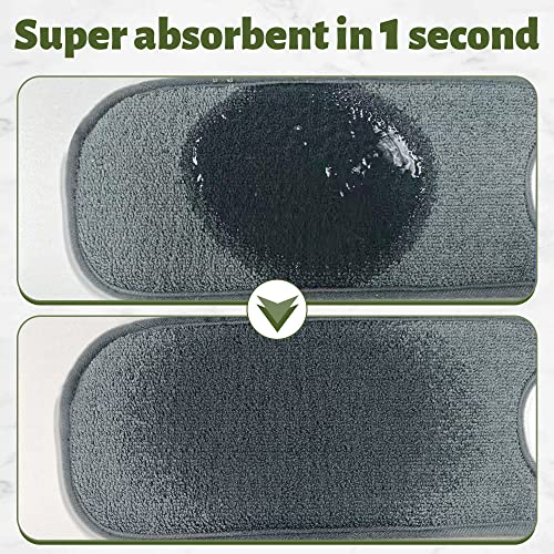 LOPNUR Faucet Mat for Kitchen Sink, 15”x 5” Kitchen Sink Splash Guard Behind Faucet, Sink Faucet Absorbing Mat for Kitchen & Bathroom, Washable Microfiber Faucet Splash Guard for Sink【Grey, 2 Pack】