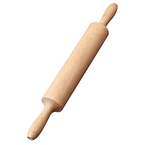 Meilexing Rolling Pin Beech Wood Wax Free, Professional Dough Roller for Baking Pasta Pizza Fondant Cookie Noodles Bread, 15x1.5 inchļ¼With handleļ¼,the roller is 9 inch