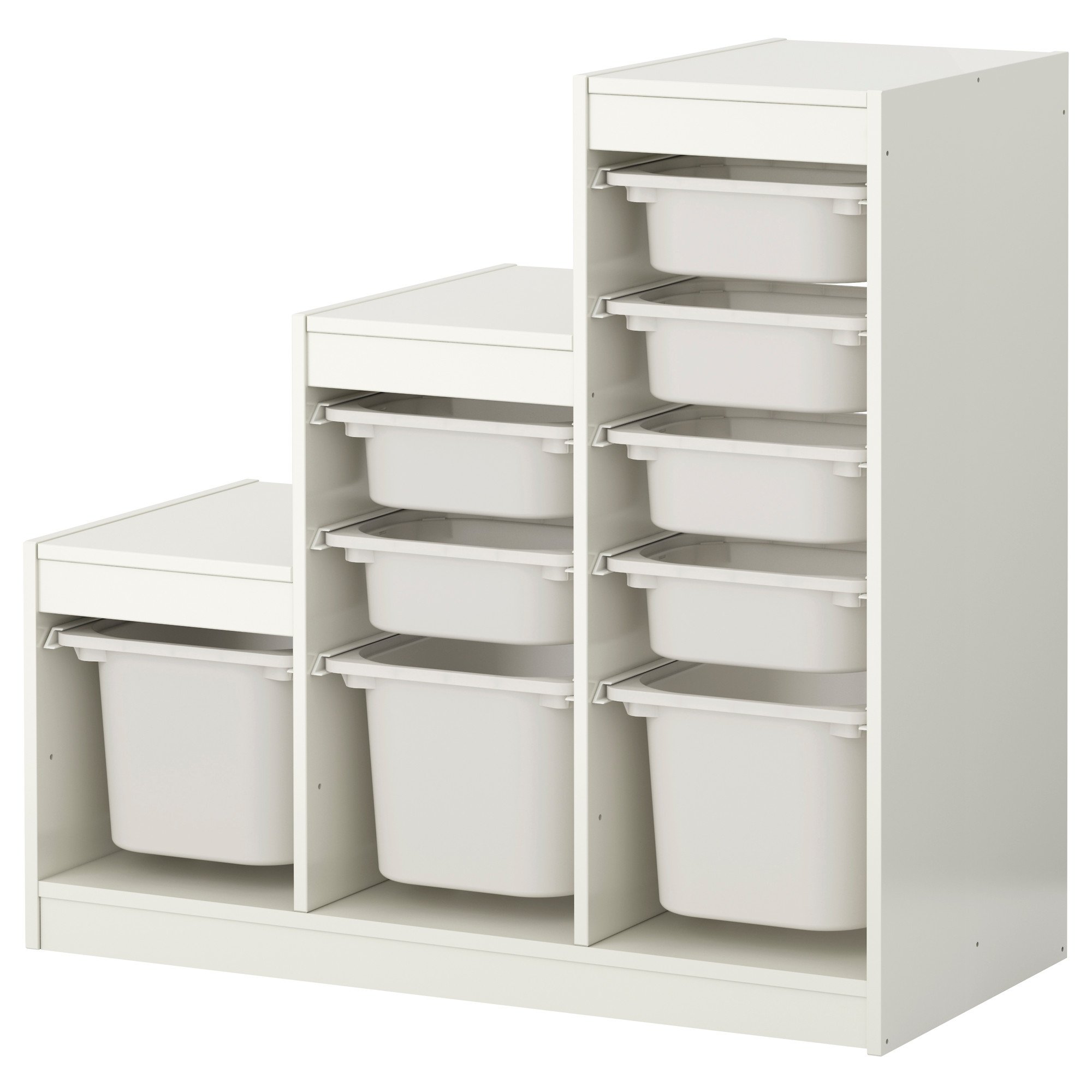 Ikea TROFAST storage combination with boxes, 99x44x94 cm, white/white