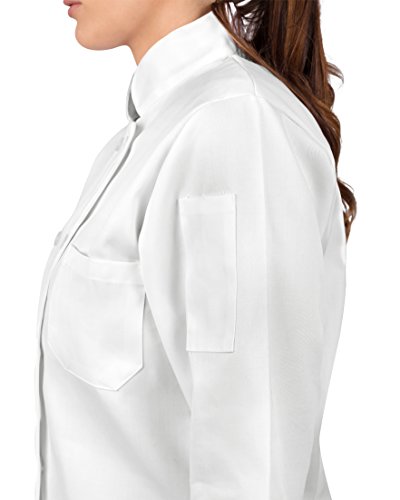 KNG 3/4 Sleeve White Chef Coat for Women - Ladies Fitted Chefs Jacket - M