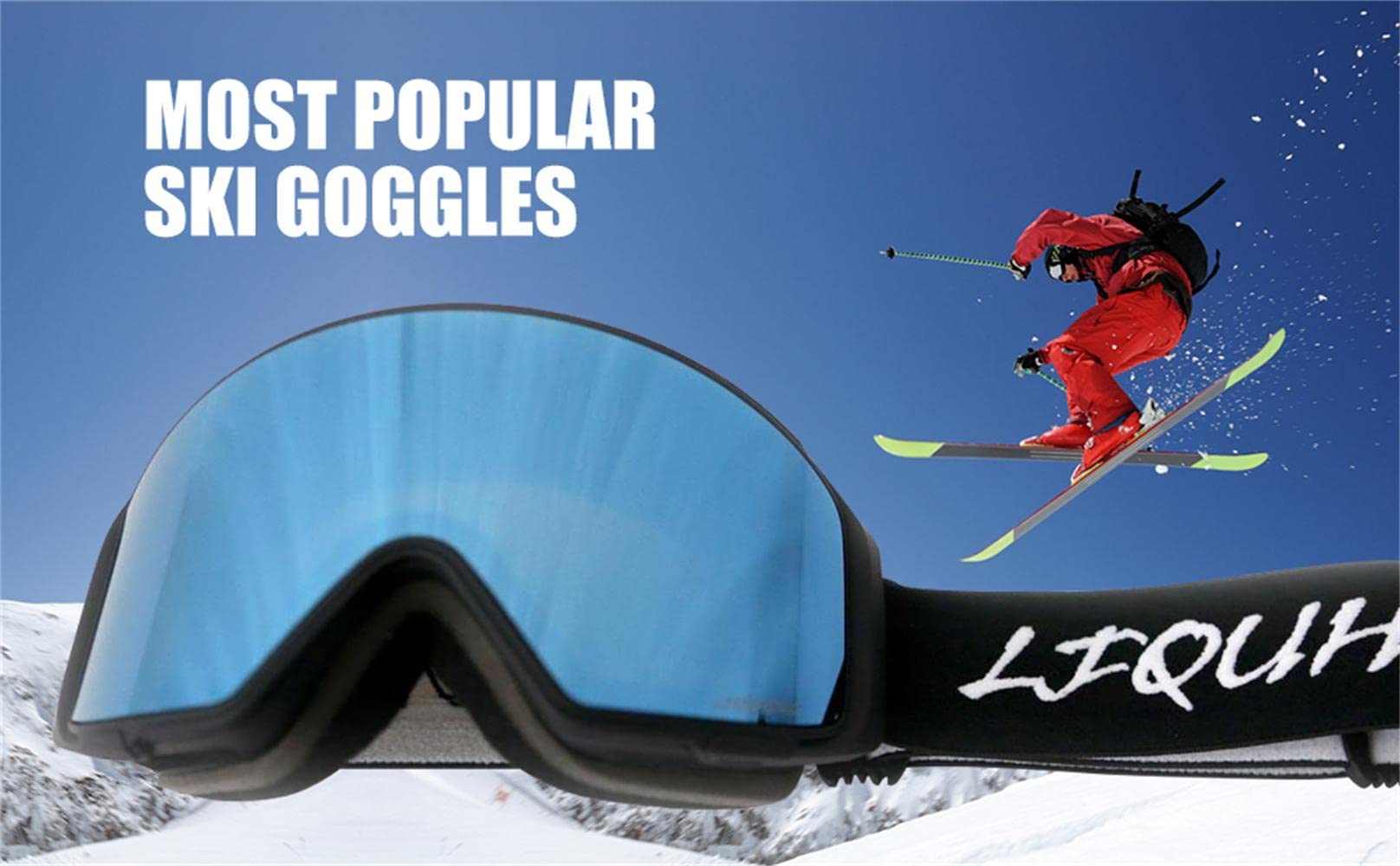 Lqfuhznus Ski Goggles for Men Women, Snowboard Goggles with Column Mirror, ANON M4S Snow Goggles Anti-fog (White)