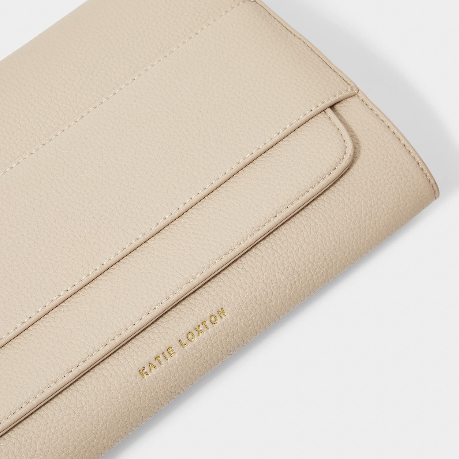 KATIE LOXTON Lila Envelope Closure Medium Womens Vegan Leather Clutch Purse Handbag Taupe