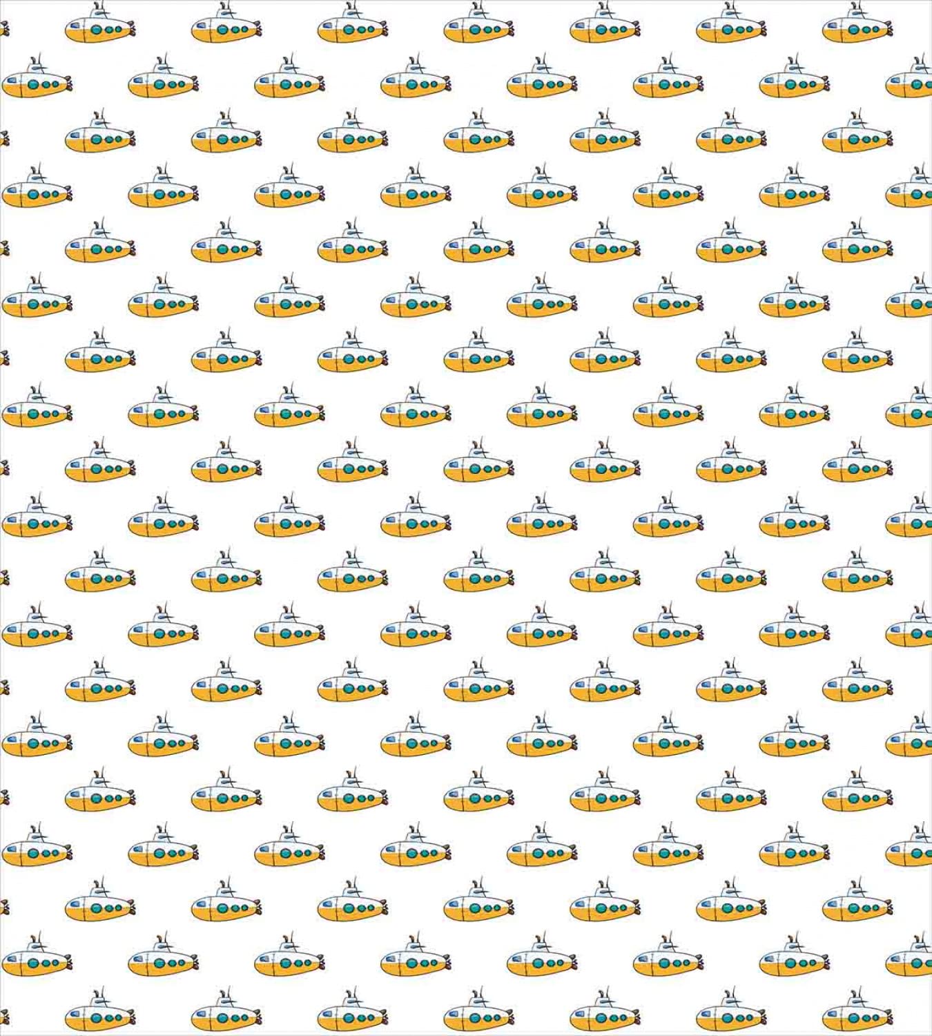 Lunarable Under The Sea Duvet Cover Sets, Hand Drawn Submarine Cartoon Marine Themed Design, Bedding Set with 2 Duvet Covers 4 Pillowcases, 2 Pack Cal King Size, Blue Earth Yellow Brown