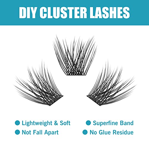 IKVVOM Cluster Lashes 120Pcs 10-16mm Mix lengths Lash Clusters C Curl Individual Lashes Volume Eyelash Clusters Wispy Cluster DIY Eyelash Extensions DIY At Home Soft And Reusable Lashes