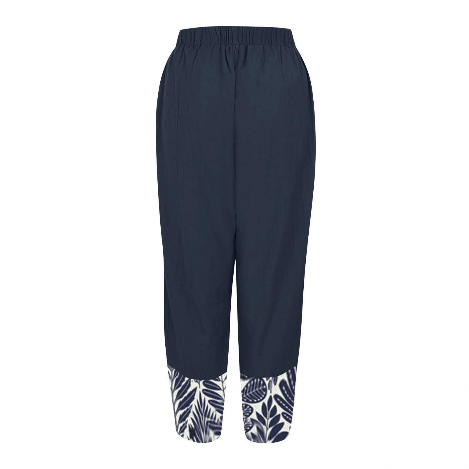Lovely Nursling Summer Pants for Women Casual Pockets Cotton Linen Wide Leg Drawstring Elastic Waist Capris Crop Pants