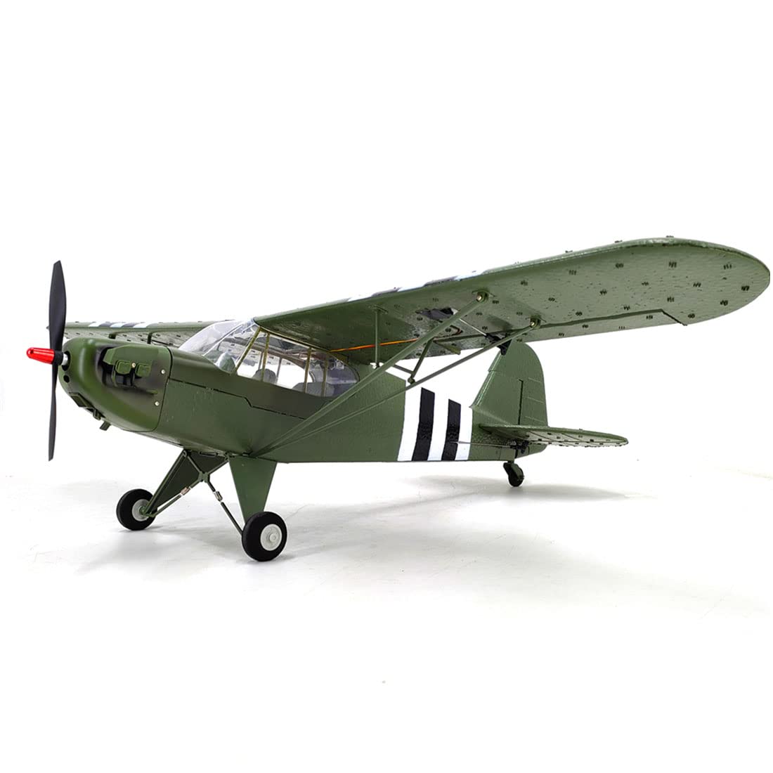 Lingxuinfo Remote Control Airplane Model, 1/16 WWII Piper J-3 CUB RC 4CH Brushless Fixed-Wing Aircraft Model Kit, Military Plane Model Toy for Kids and Adults, Easy to Fly-RTF Version
