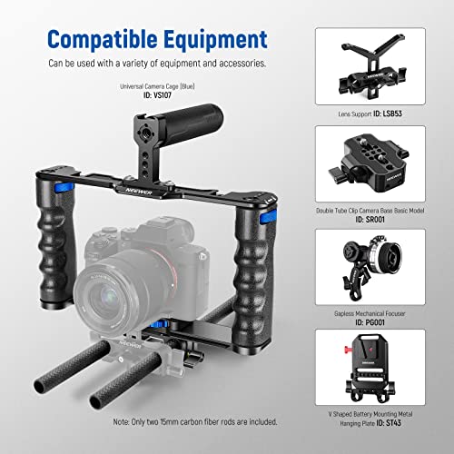 NEEWER 15 mm Carbon Fibre Extension Rods Pack of 2, Compatible with SmallRig Compatible with Tilta Shoulder Support System 15 mm Rail Follow Focus for DSLR Camera, SR002 (30 cm)