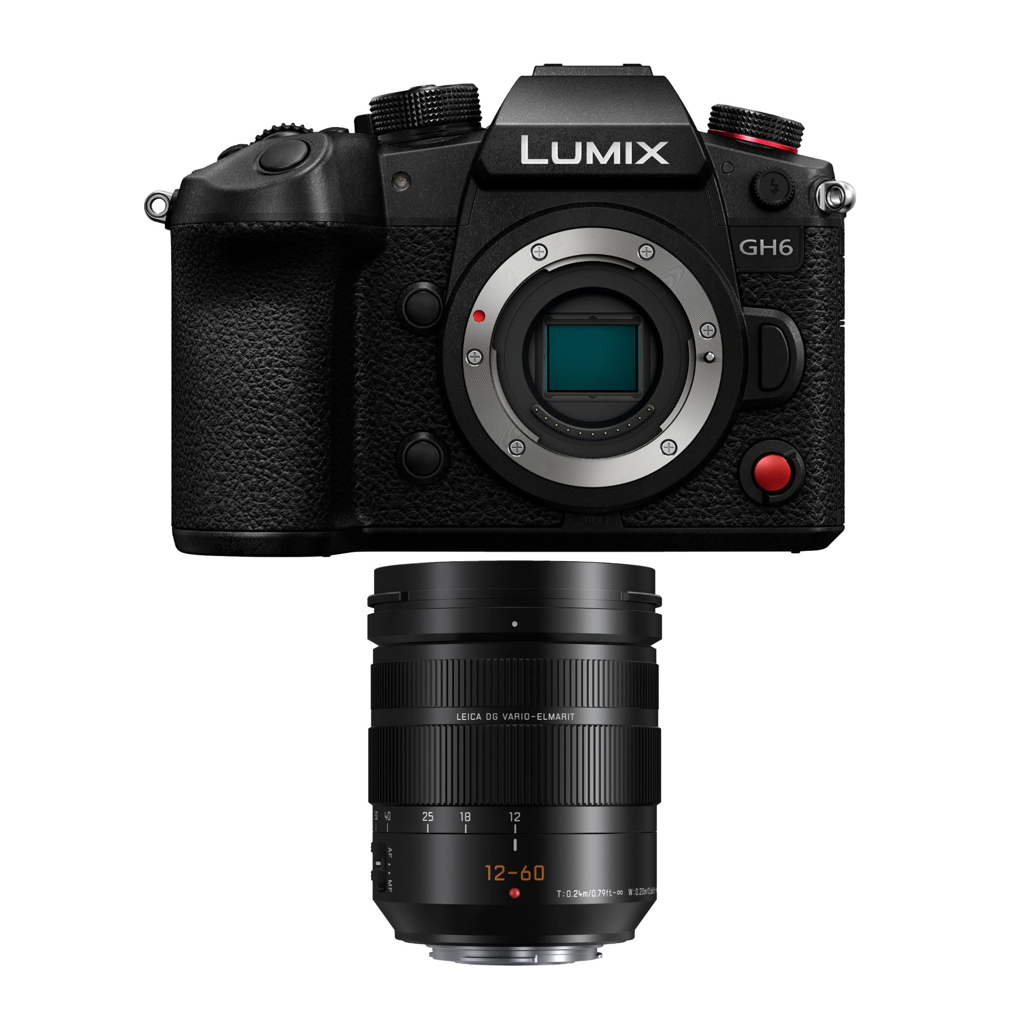 Panasonic LUMIX GH6 Mirrorless Camera Body with Panasonic H-ES12060 LUMIX G Leica DG Vario-Elmarit 12-60mm Bundle (2 Items)