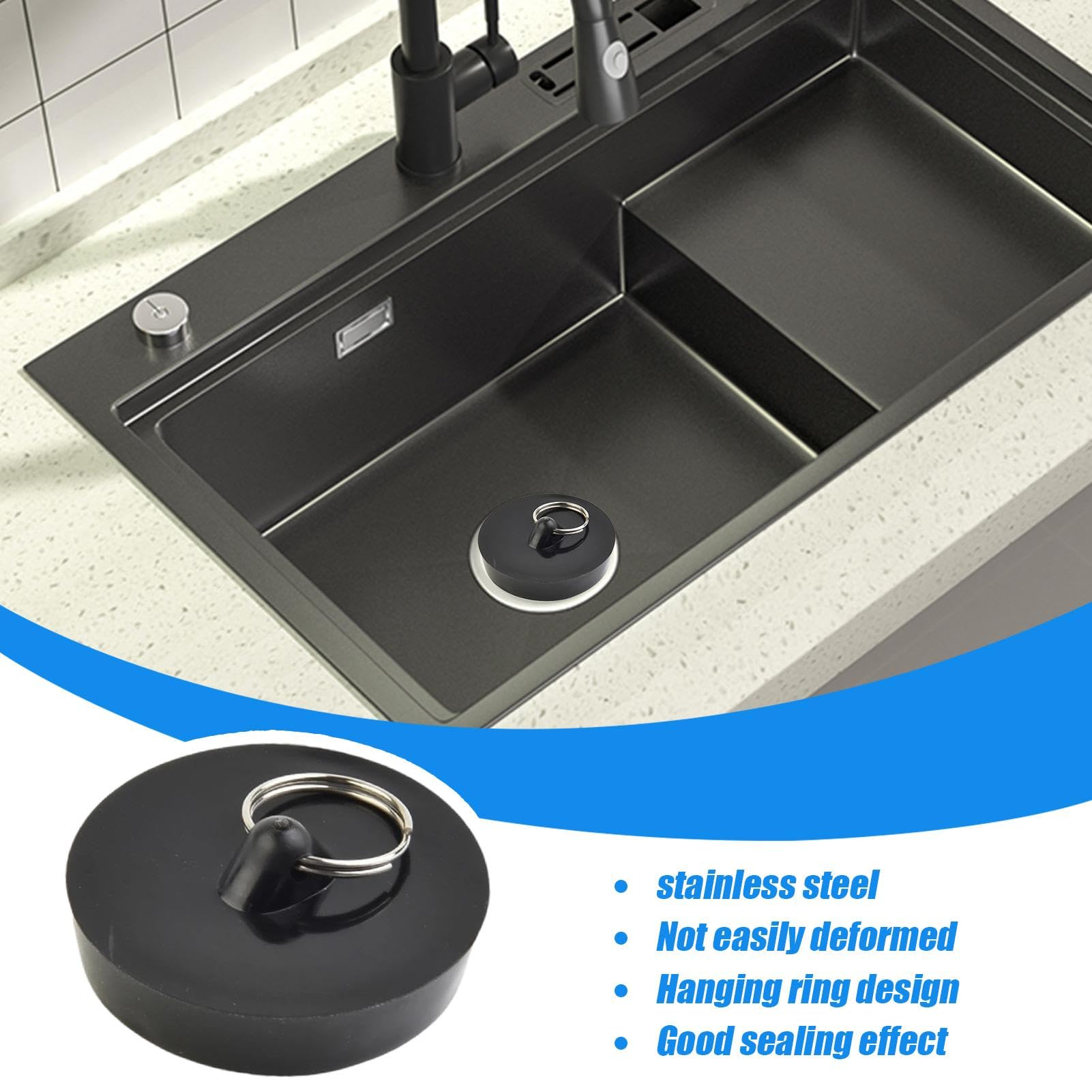 Sink Plug Drain Stopper | Sink Stopper | Kitchen Sink Drain Plug, Sink Sealing Plug, Rust Resistant Drain Plug for Wash Stations, Bathroom Drains, Kitchen Sinks, Bathtubs, Sewage Pond