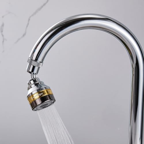 ILoveFidget Kitchen Faucet Spray Head, Solid Brass and Stainless Steel, 360 Degree Rotatable Aerator – 3 Flow Mode Adjustable, High Pressure Booster, Anti-Splash, Water Saving Faucet Sink