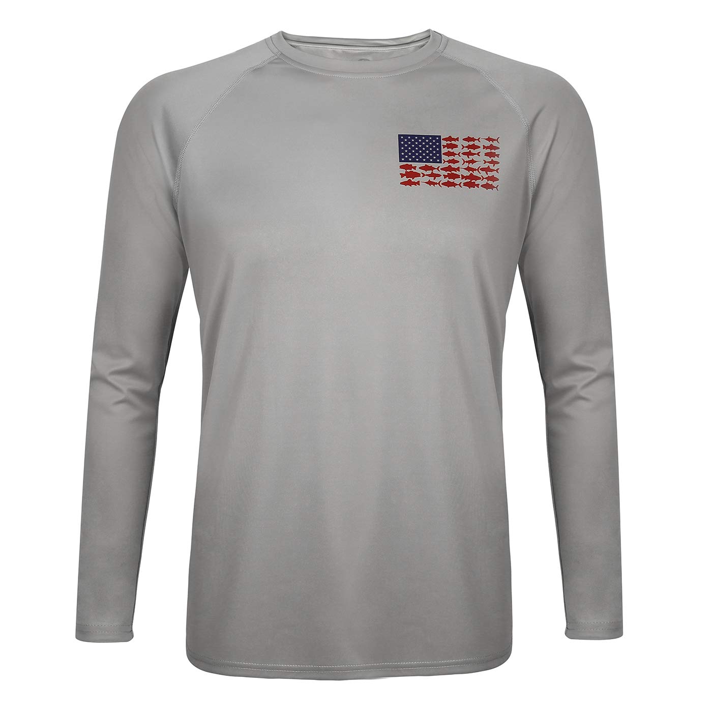 HDE Mens Athletic Performance Shirt Long Sleeve Gray Rainbow Trout - XL
