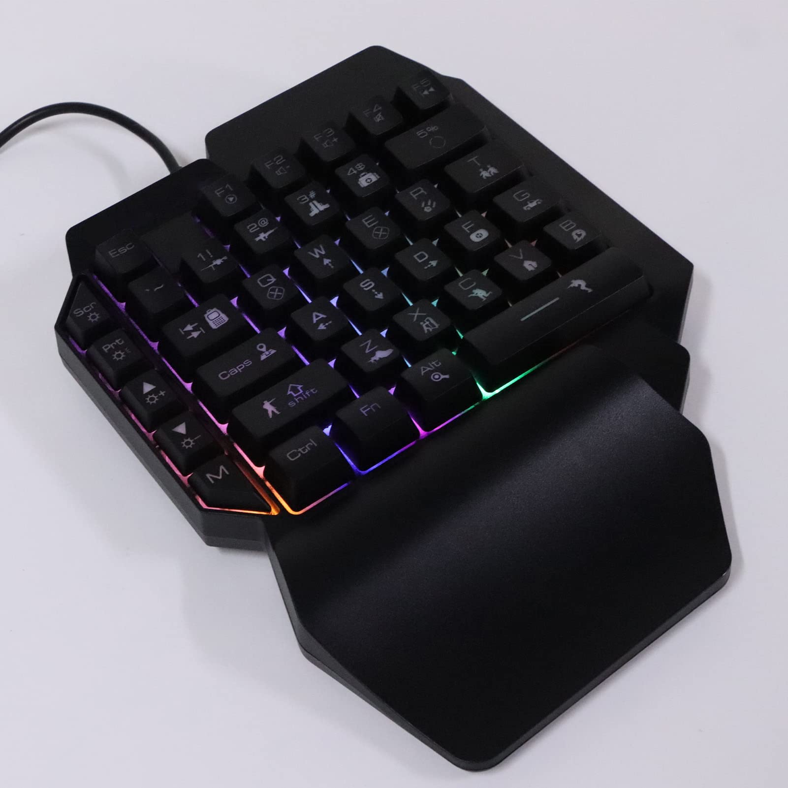 One Handed Gaming Keyboard, RGB Backlit USB Wired Single Hand Mechanical Keyboard, Half Keyboard, Professional Gaming Keypad, for Computer Gaming