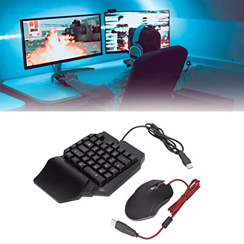 One Handed Keyboard Mouse Combo, 39 Keys Gaming Keyboard Ergonomic Design, 4 Level DPI Adjustable Mouse, RGB Color Backlit USB Keyboard Mouse Set for Work, Game