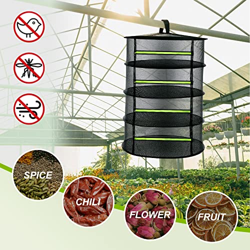 SDOM Herb Drying Rack 4-Layer 2ft with Zipper, Hanging Drying Rack with Hook or Hydroponic Plant/Plants Herb Drying, Foldable Drying Net