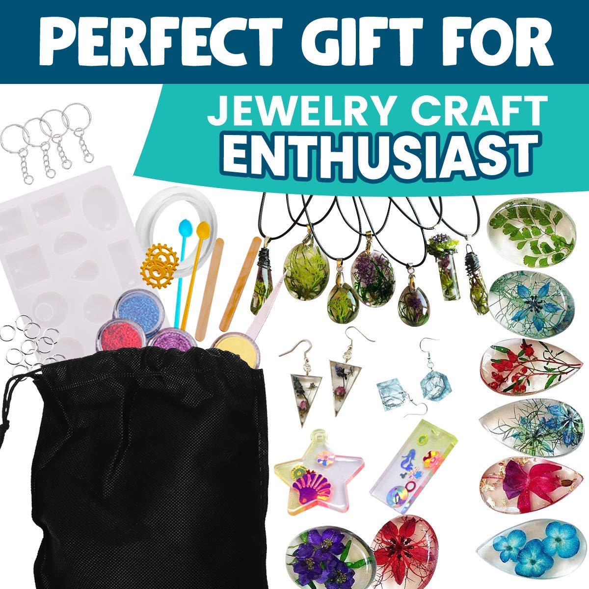 Innorock Epoxy Resin Jewelry Making Kit - Epoxy Resin Kit for Beginners with Resin molds Silicone Kit Bundle - Crystal Clear Resin Casting Art Kits for Earrings Bracelets Keychain Pendant Necklace