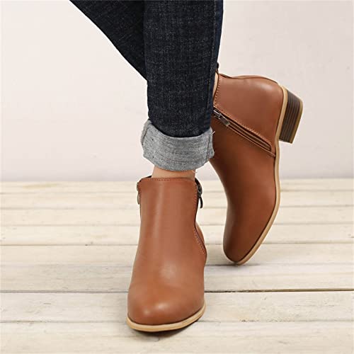 Lovely Nursling Womens Fashion Boots Low Heel Womens Ankle Booties Sexy Boots Side Zip Leopard Anti-Slip Womens Short Platform Booties