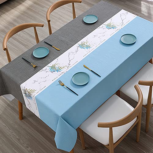 MLQL Nordic Style Tablecloth Blue Geometric Waterproof Dining Table Cover Wedding Reception Rectangular Table Cover Home Decoration A8 140x210cm
