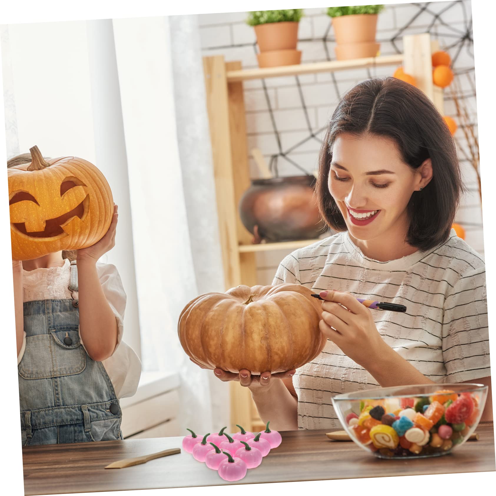 IMIKEYA 48 Pcs Artificial Pumpkin Mini Fake Pumpkins Halloween Centerpiece Small Pink Pumpkins Decorations Lifelike Pumpkins Simulation Pumpkin Decor Household Foam Little Pumpkin
