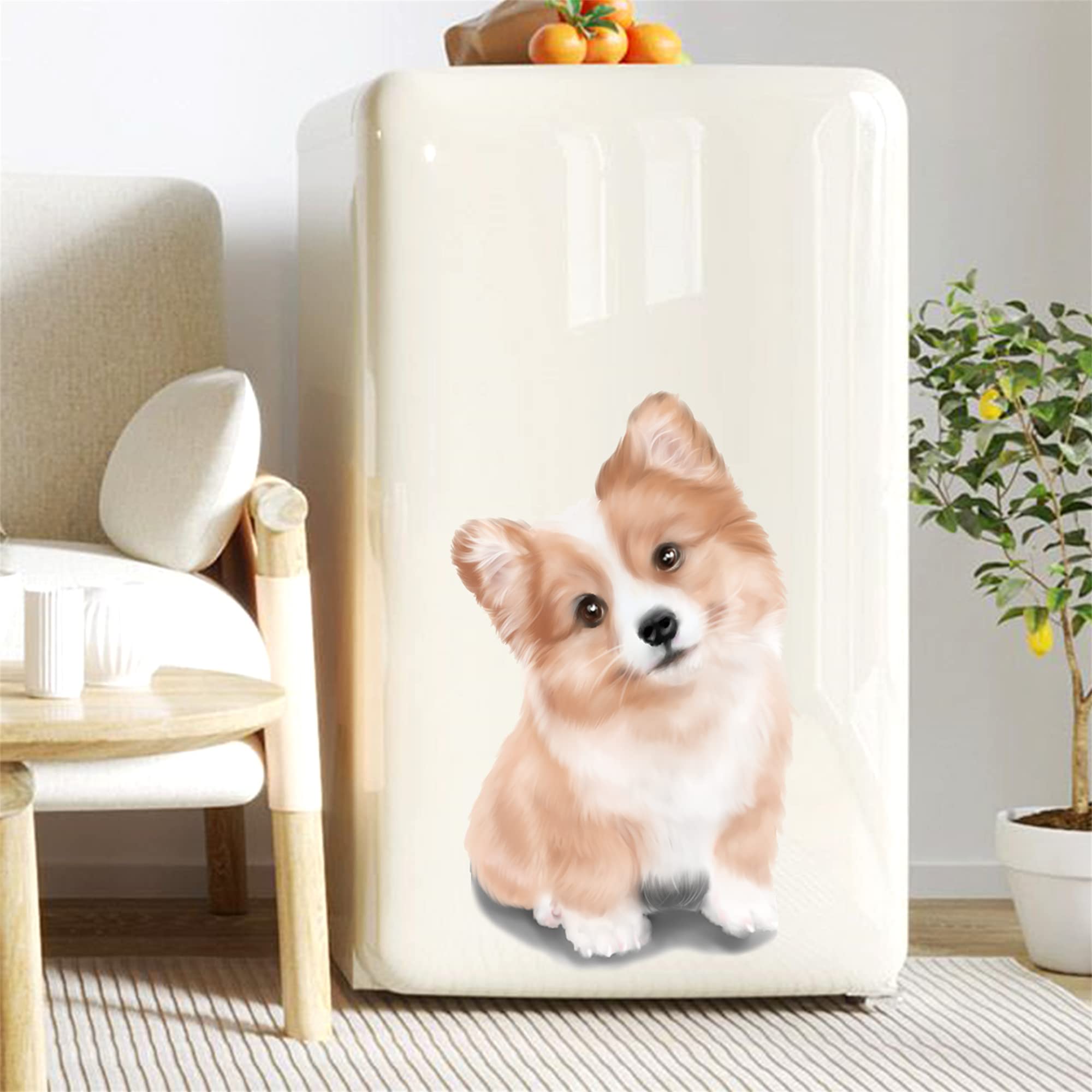 RoyoLam Cute Corgi Dog Wall Decal Nursery Animal Wall Sticker Removable Peel and Stick Waterproof Wall Art Decor Stickers for Kids Baby Classroom Preschool Living Room Playing Room Bedroom School