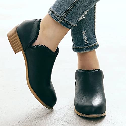 Lovely Nursling Womens Fashion Boots Low Heel Womens Ankle Boots Pull On Boots Pointed Toe Slip On Womens Combat Short Platform Boots