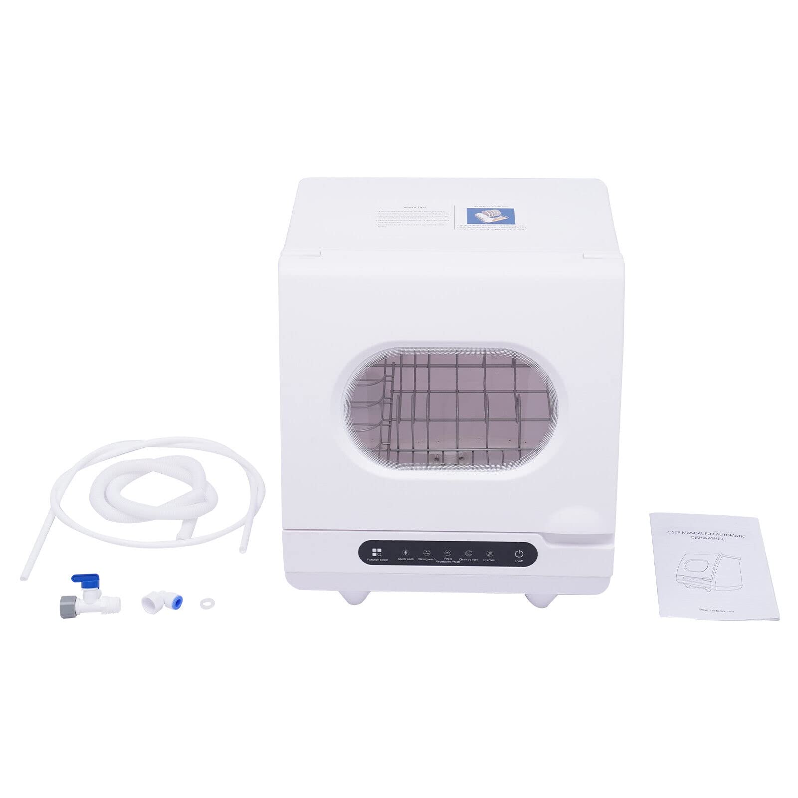 HinLIaDa Portable Dishwasher Countertop, Mini Dishwasher with 5 Programs Standard 360° Dual Spray 162℉ High-Temp& Air-Dry Function for Apartments Dorms Boats Campers RVS, White