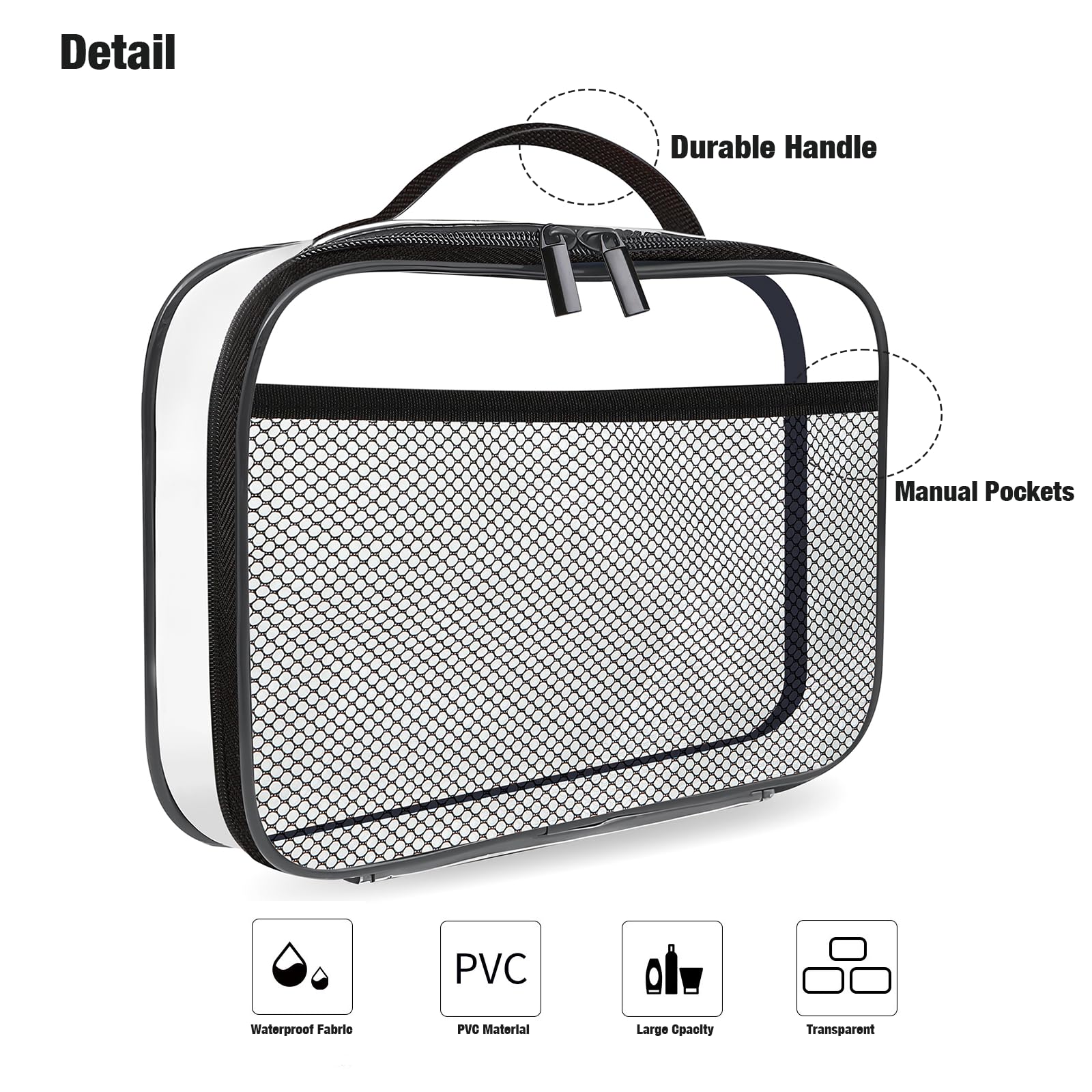 PandaEar 4 Pack Toy Storage Zippered Bags, Clear PVC Portable Organizer Bags with Manual Pockets for Board Games, Puzzles, Building Blocks, Book & Small Toys -Small, Large