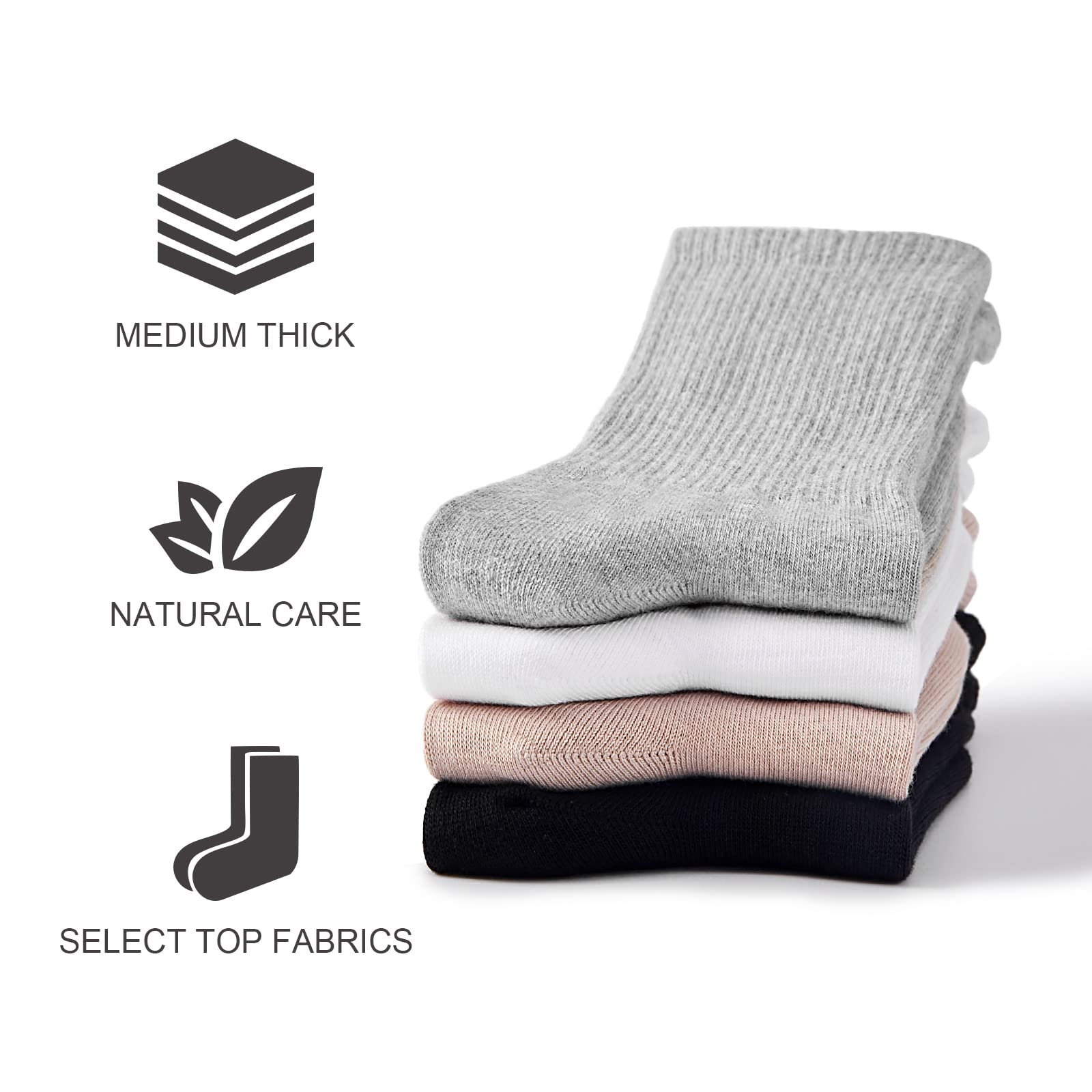 J-BOX Womens Cotton Crew Socks, Thin Soft Comfort Breathable Dress Socks, Above Ankle Crew Socks for Business, Casual.