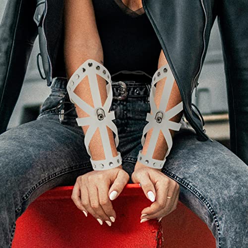 LIOOBO Archery Arm Guards Goth Clothes 2Pcs Punk Cosplay Gauntlet Punk Accessories Punk Style Bracers Vintage Wrist Band Cosplay Arm Band Renaissance Accessories