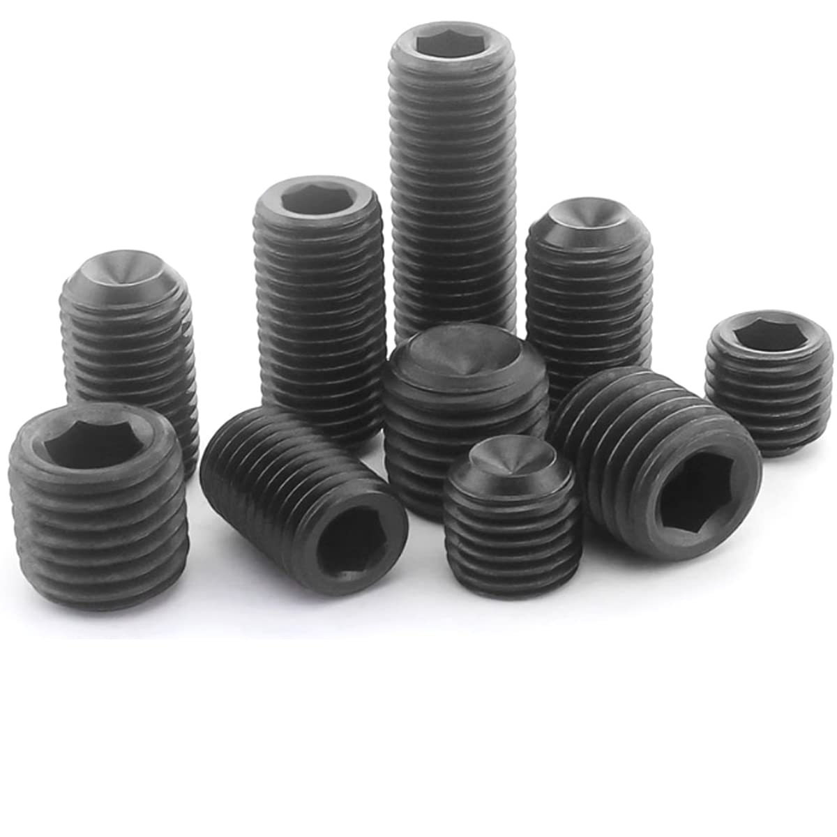 M5 x 8mm Socket Head Set Screws, Grade 12.9 Stainless Steel Hexagon Socket Set Screws Hexagon Socket Drive Headless Screws Black, Pack of 30