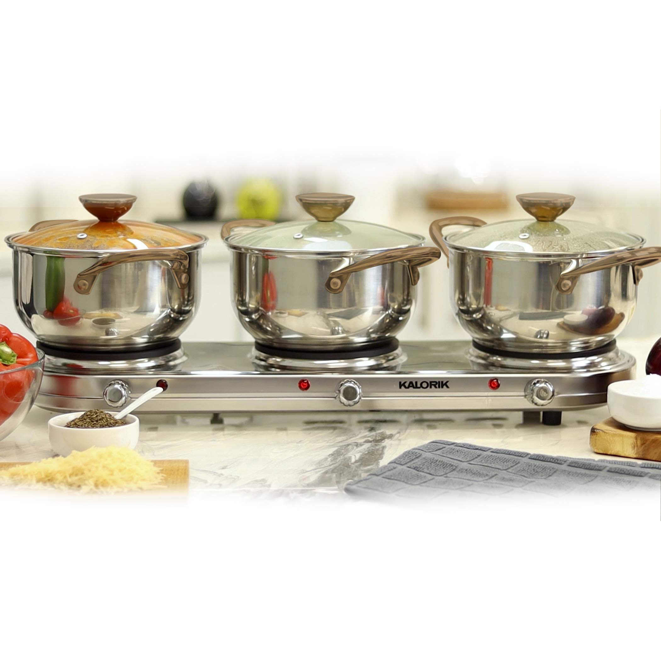 Kalorik Triple Burner Buffet Set, Copper