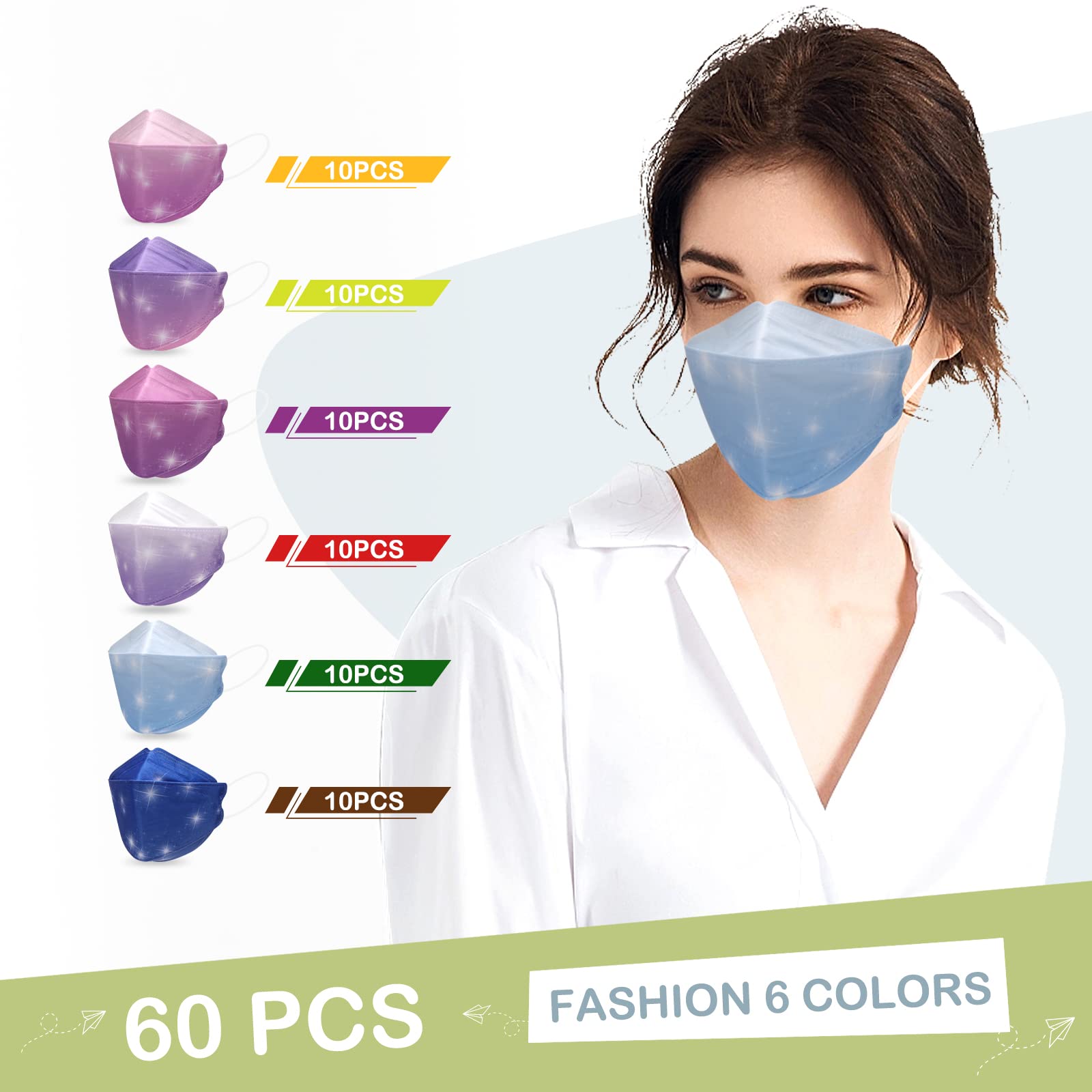 Monyus 60PCS Gradient Color Masks, 3D Disposable 4-Layer Face Masks For Adult Galaxy Design, Every Piece Individually Packaged